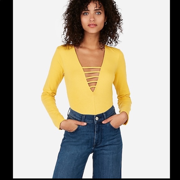 Express | Tops | Express Yellow Long Sleeve Bodysuit Xs Nwt | Poshmark